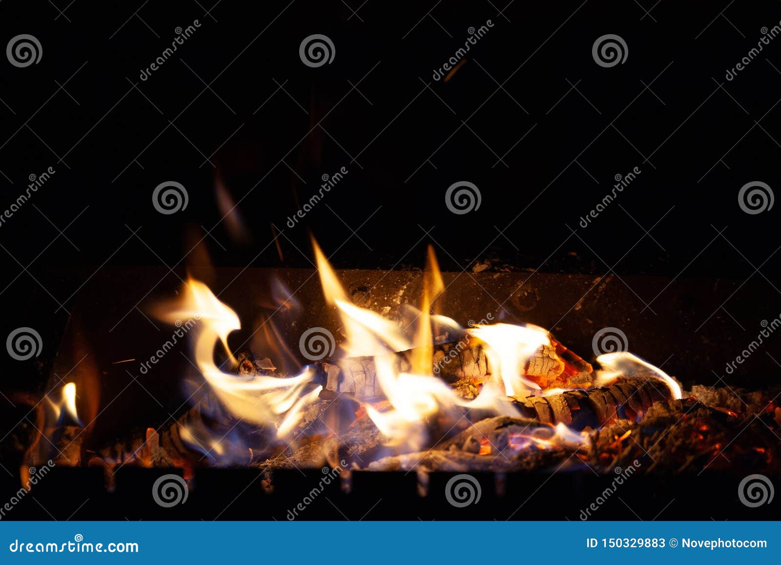 Fire Bonfire. the Flame of Fire Burns in an Open Furnace at Night Stock ...