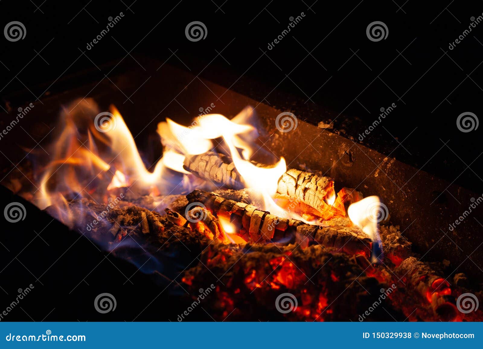 Fire Bonfire. the Flame of Fire Burns in an Open Furnace at Night Stock ...