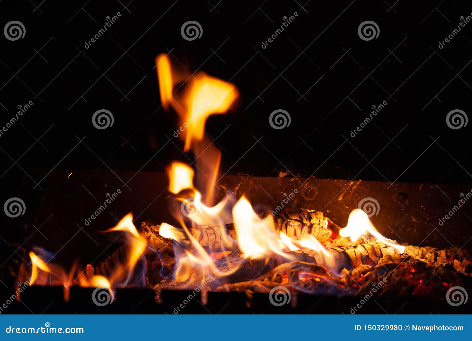 Fire Bonfire. the Flame of Fire Burns in an Open Furnace at Night Stock ...