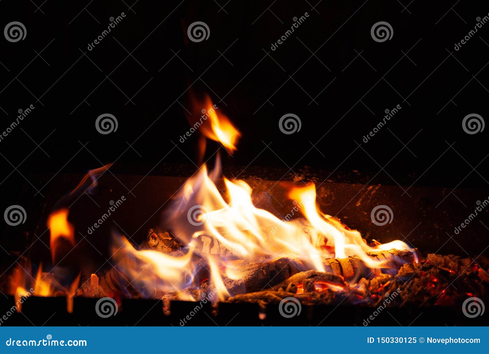 Fire Bonfire. the Flame of Fire Burns in an Open Furnace at Night Stock ...