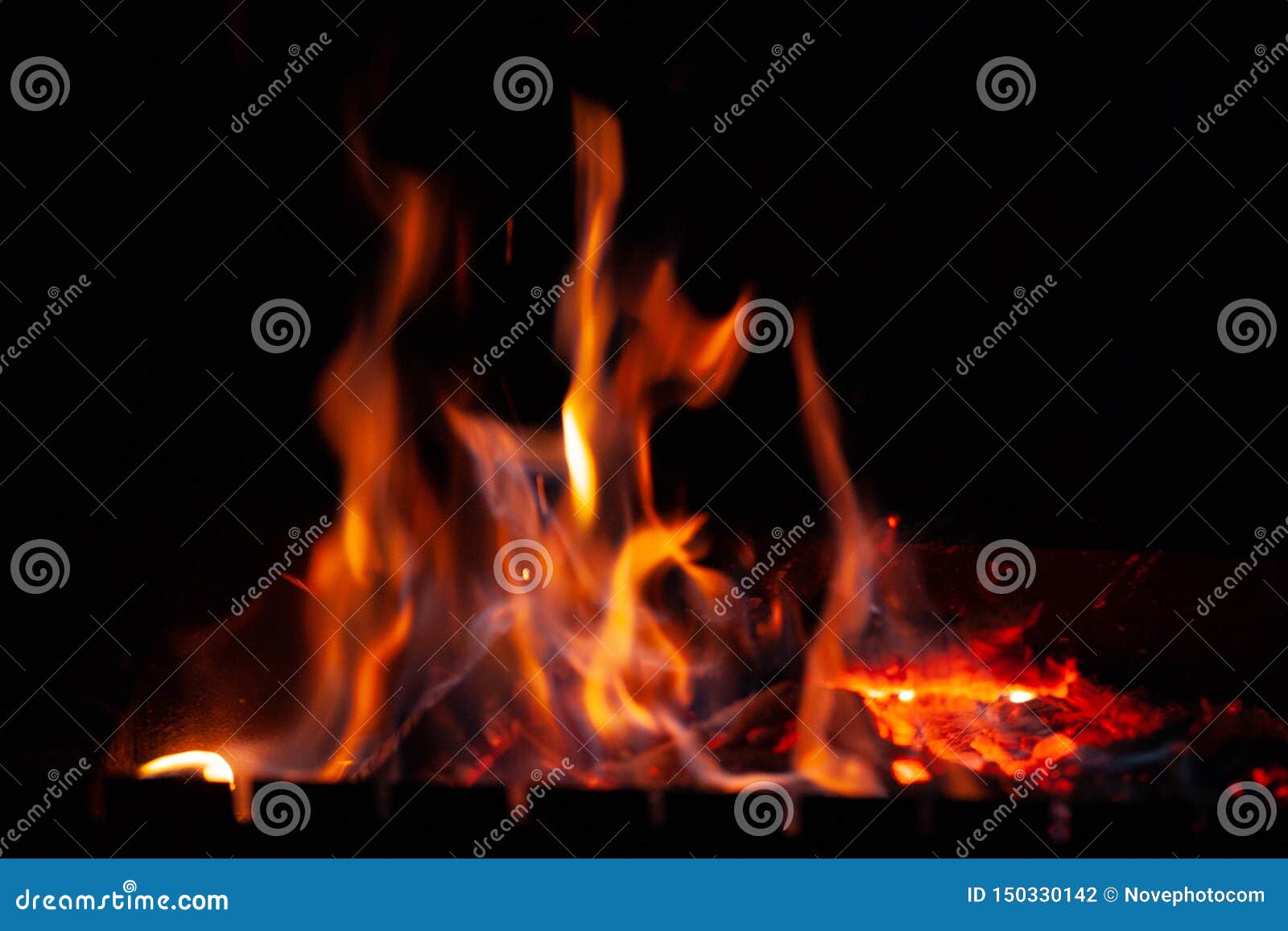 Fire Bonfire. the Flame of Fire Burns in an Open Furnace at Night Stock ...