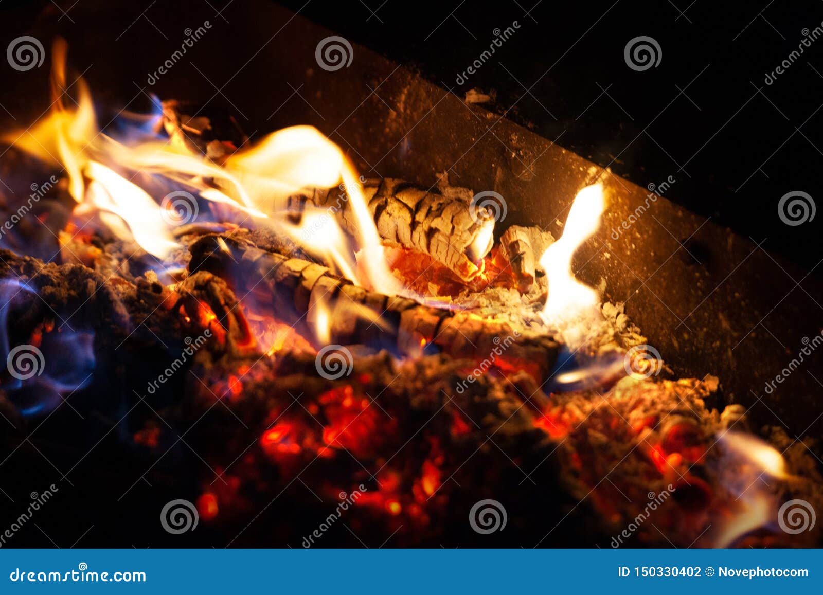 Fire Bonfire. the Flame of Fire Burns in an Open Furnace at Night Stock ...