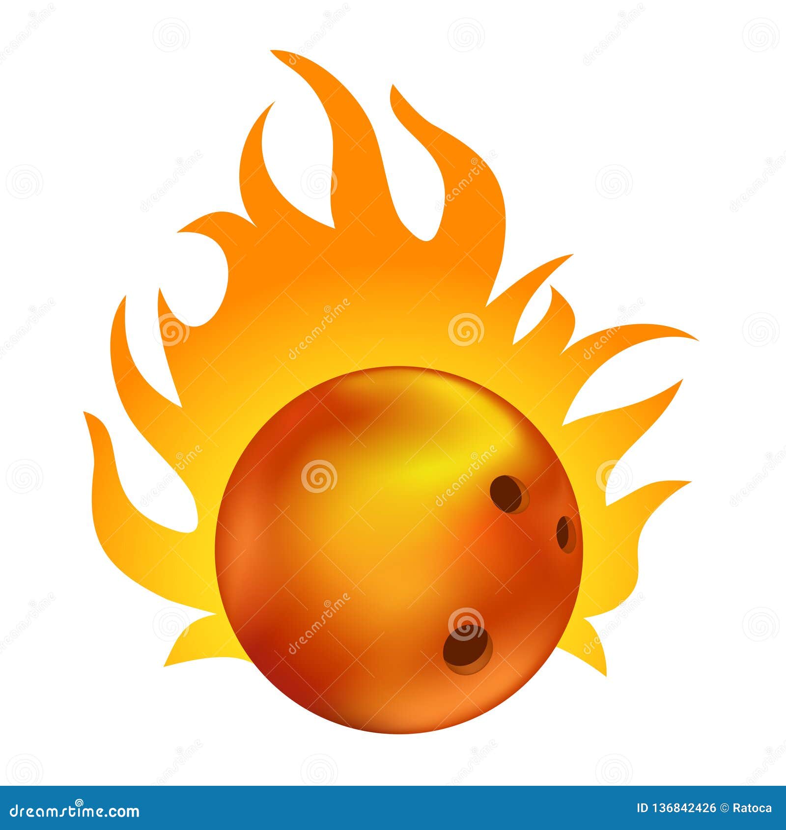 Fire bowling ball stock vector. Illustration of icon - 136842426