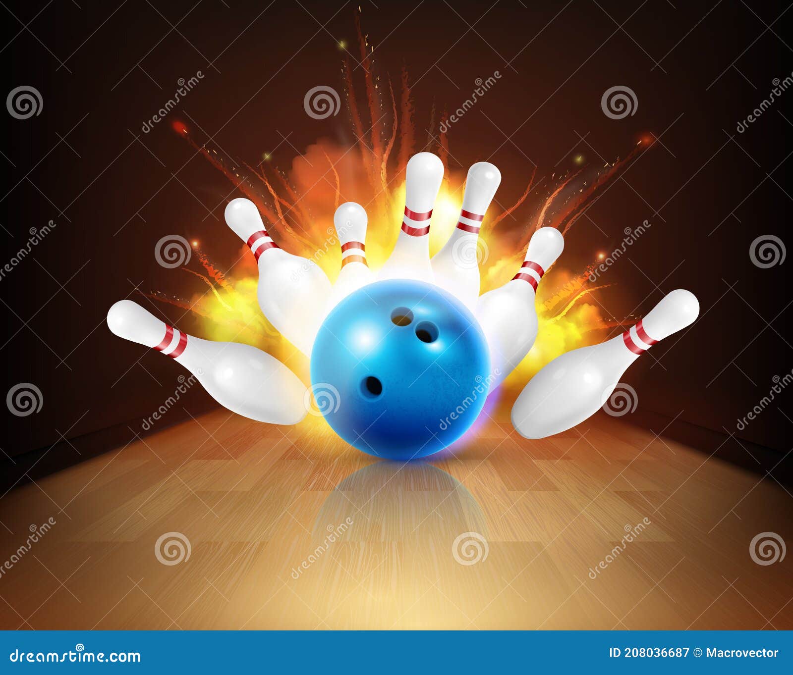 Fire Bowling Strike Composition Stock Illustration - Illustration of ...