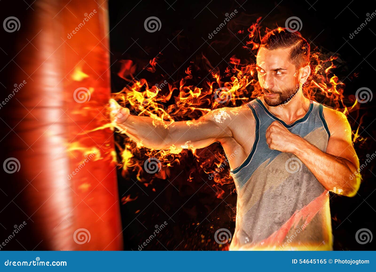 Fire boxer stock image. Image of arts, fist, energy, kickboxing - 54645165