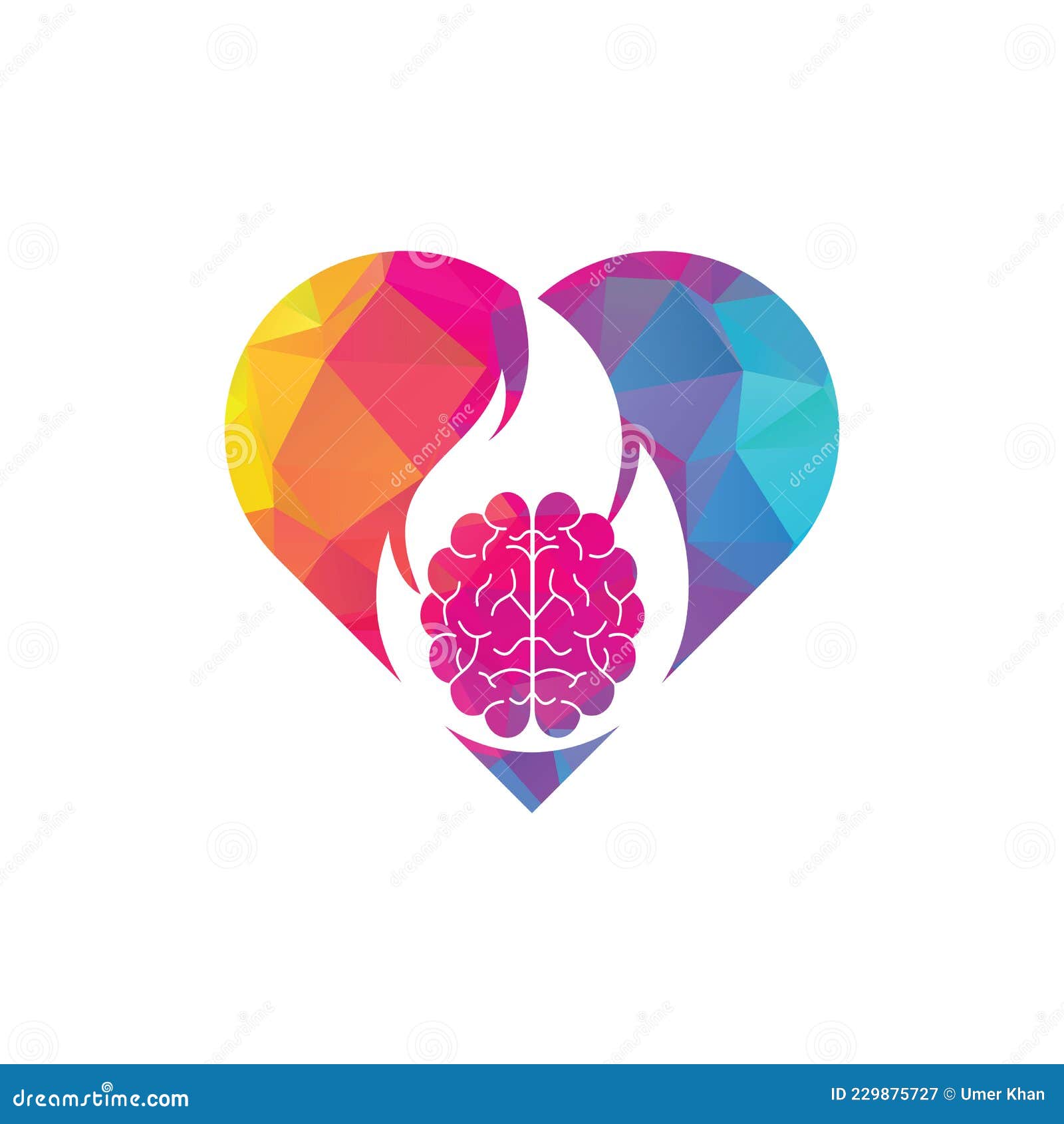 Fire Brain Heart Shape Concept Vector Logo Design Stock Vector ...