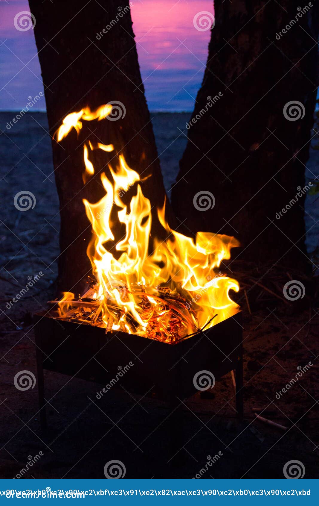 Fire in the Brazier on a Dark Night Stock Photo - Image of brazier ...