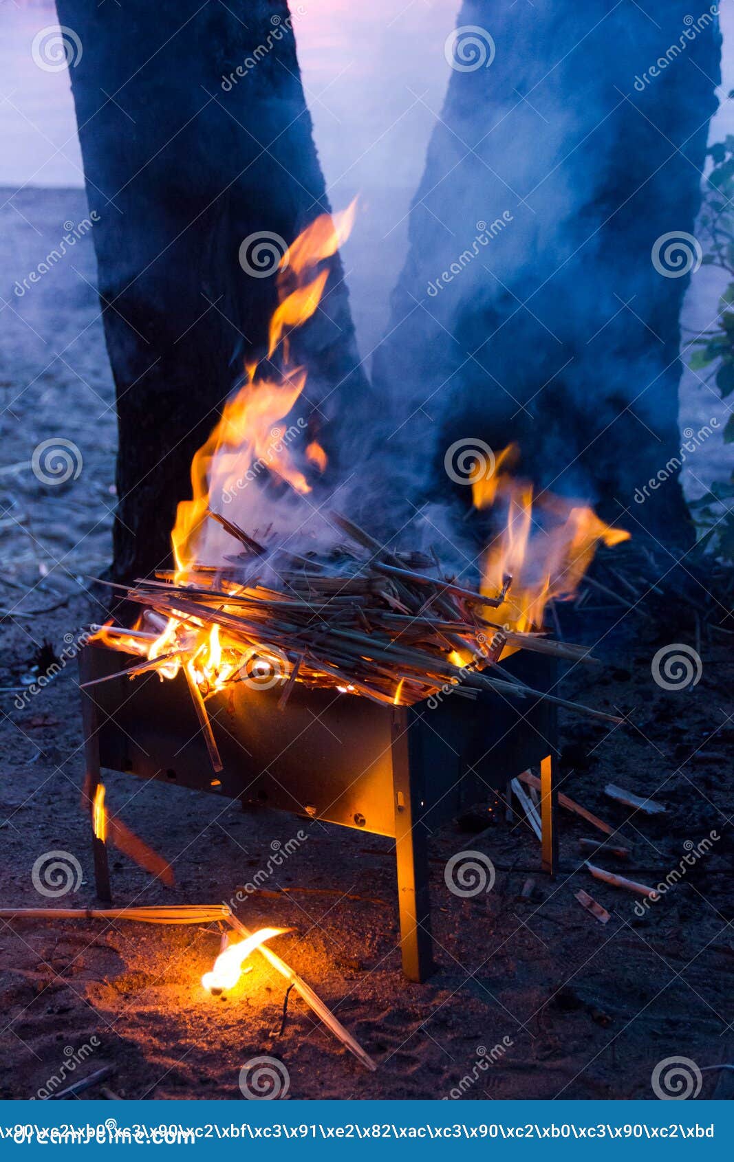 Fire in the Brazier on a Dark Night Stock Image - Image of burn, forest ...