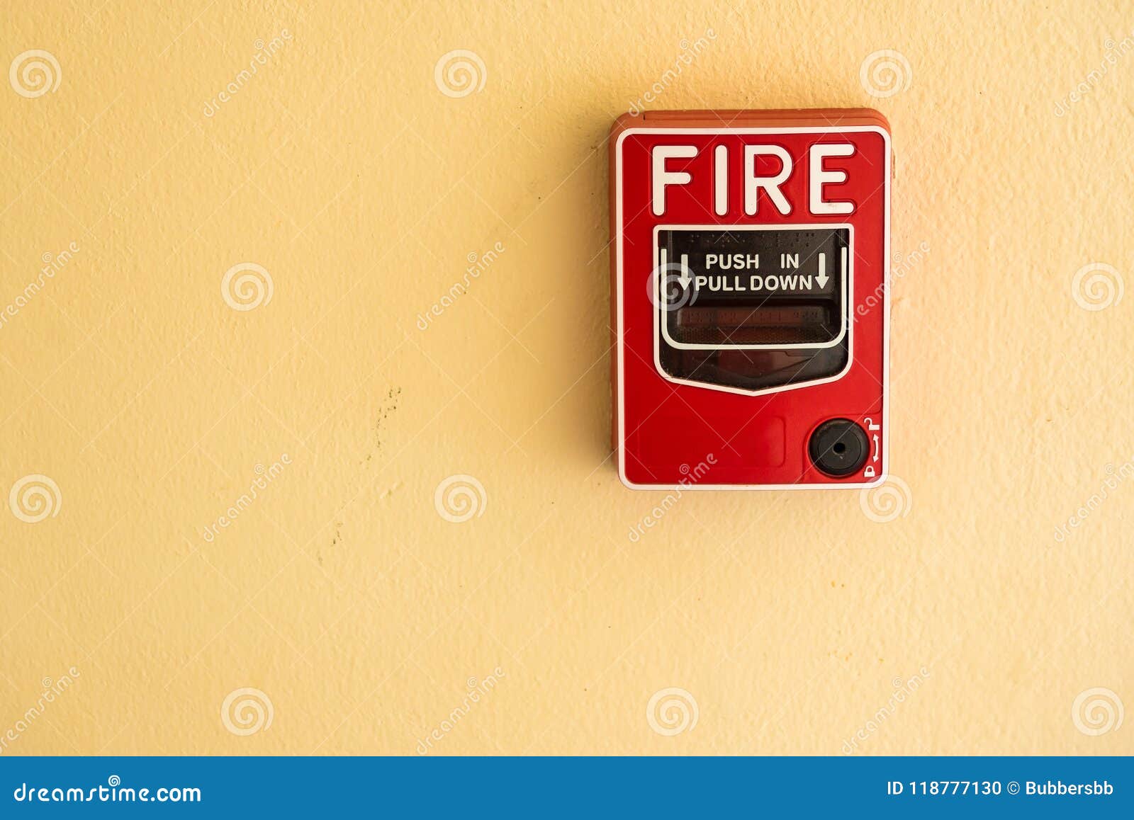 Fire Break Glass Alarm Switch on the Cement Wall. Stock Photo - Image ...