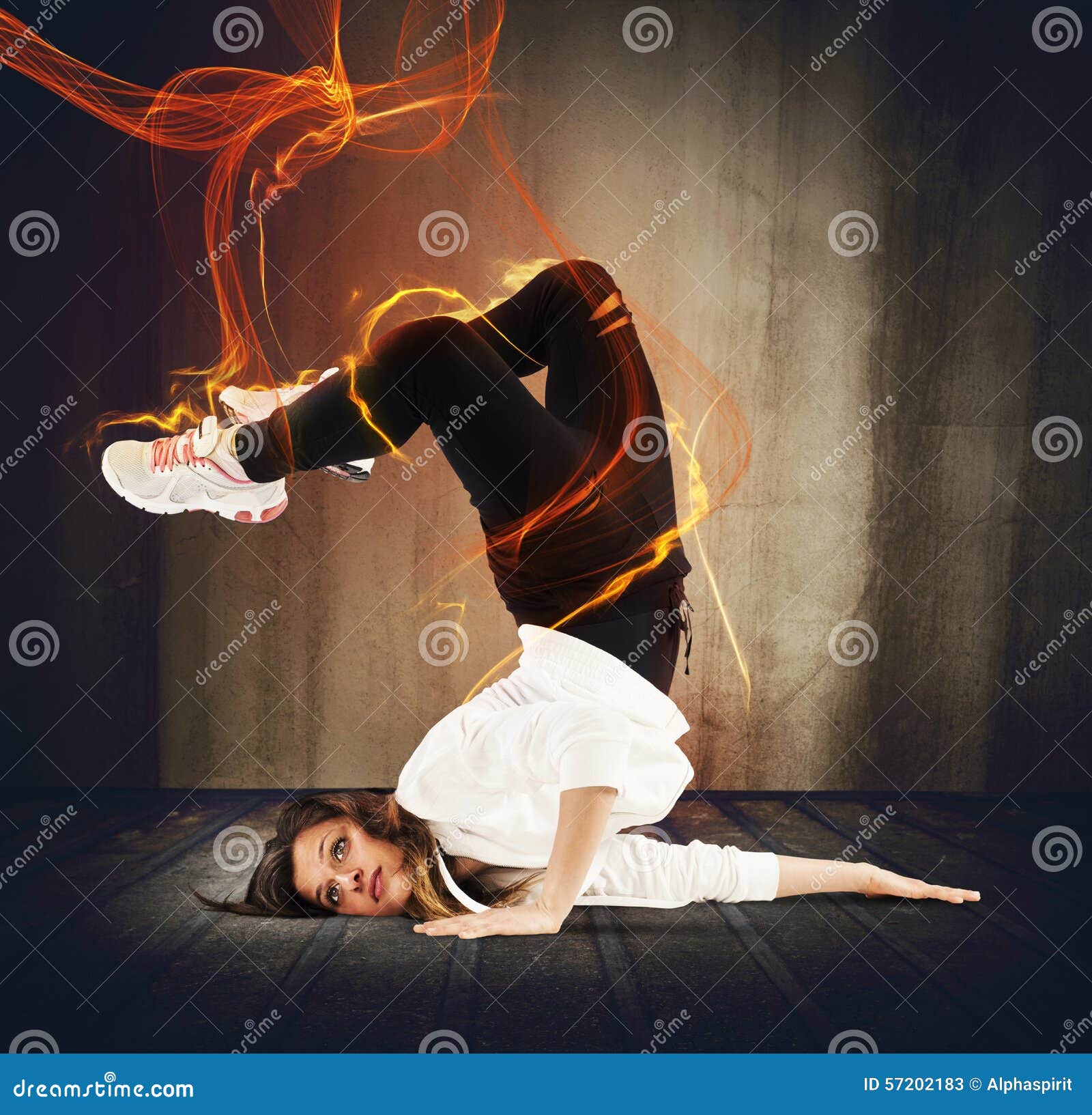 Fire breakdancer stock image. Image of dancer, floor - 57202183