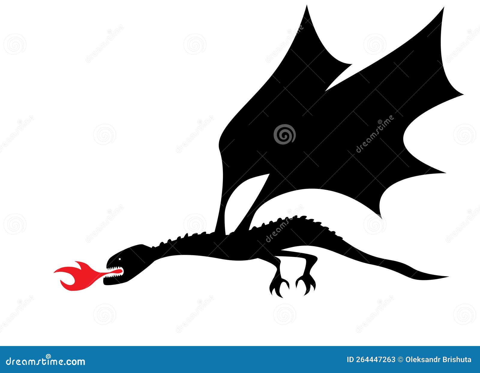 A Fire-breathing Black Dragon. Stock Illustration - Illustration of ...