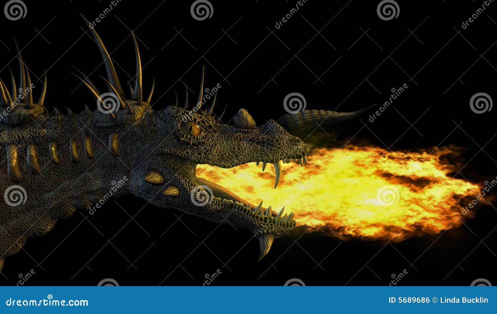Fire Breathing Dragon stock illustration. Illustration of flaming - 5689686