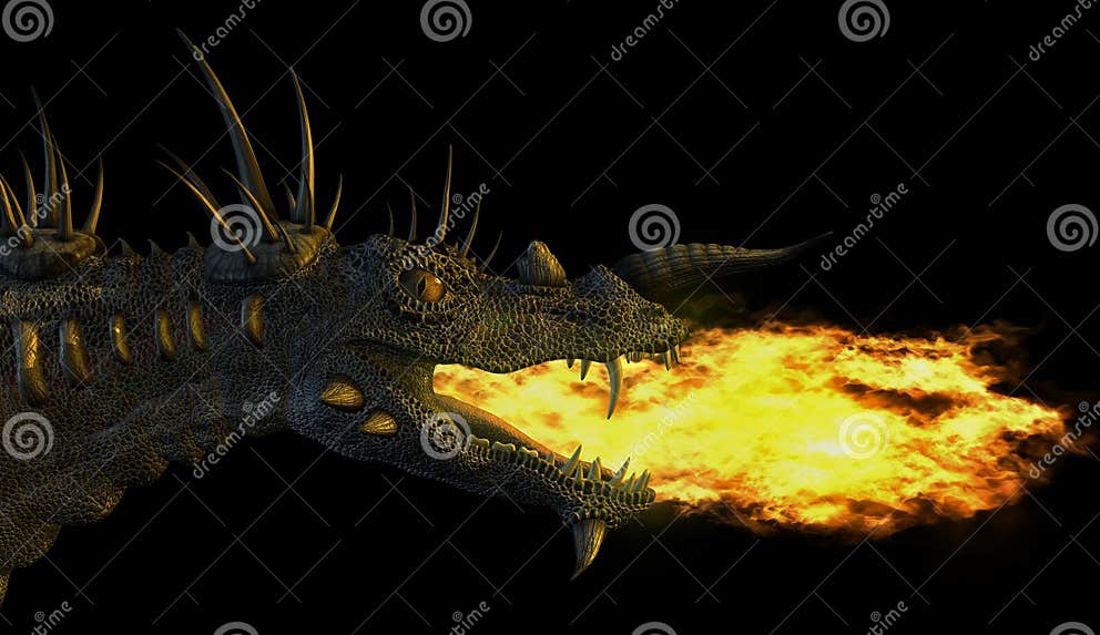 Fire Breathing Dragon stock illustration. Illustration of flaming - 5689686