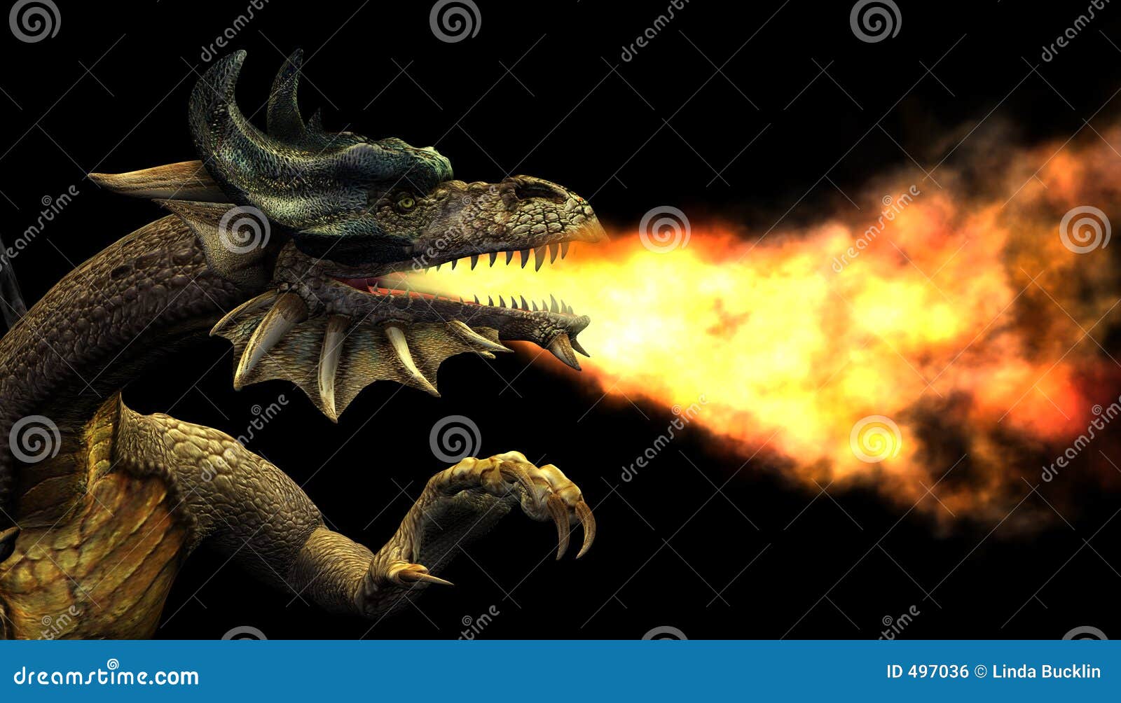 Fire Breathing Dragon Portrait Stock Illustration - Illustration of ...
