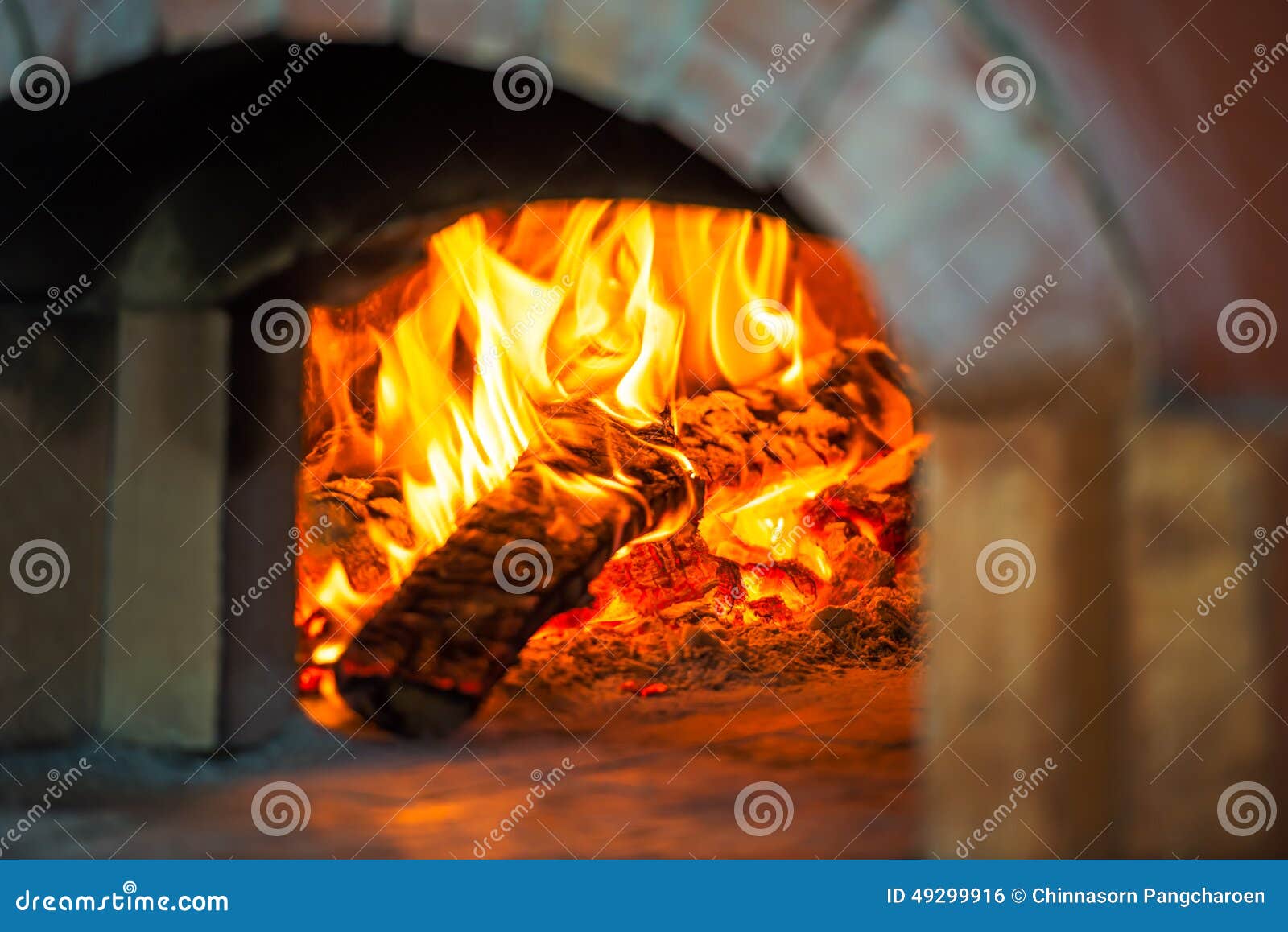 Fire in brick oven stock photo. Image of embers, cinder - 49299916