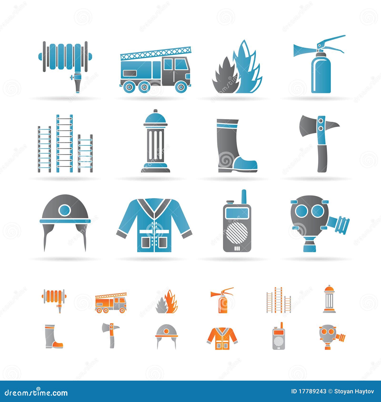 Fire-brigade and Fireman Equipment Icon Stock Vector - Illustration of ...
