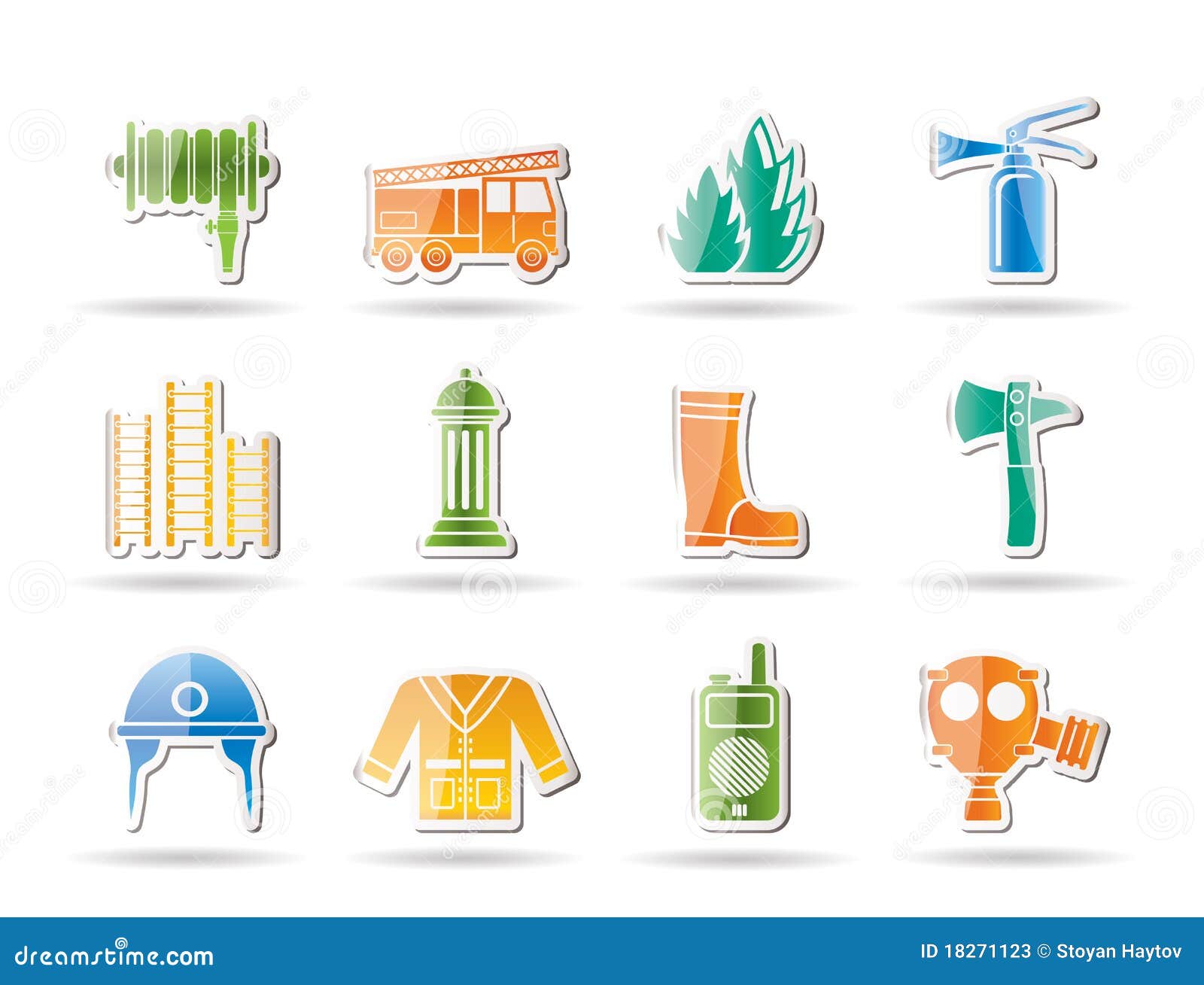 Fire-brigade and Fireman Equipment Objects Stock Vector - Illustration ...