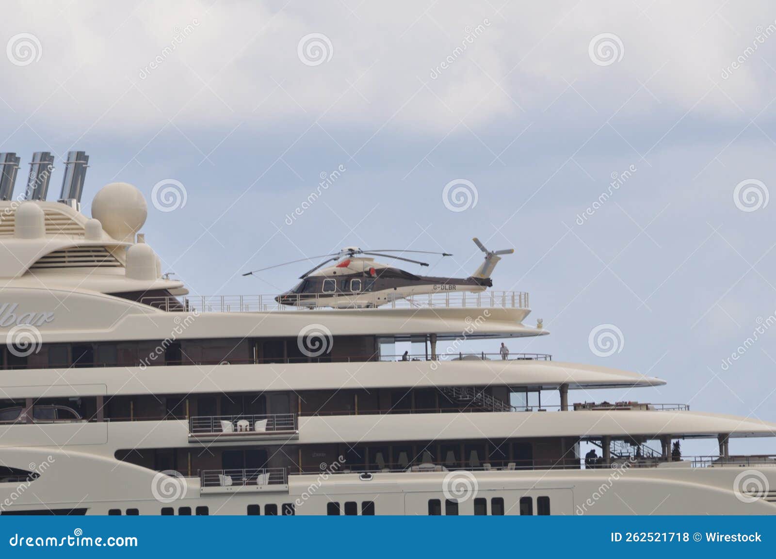 Fire Brigade Helicopter on the Dilbar Maxi Yacht Editorial Stock Photo ...