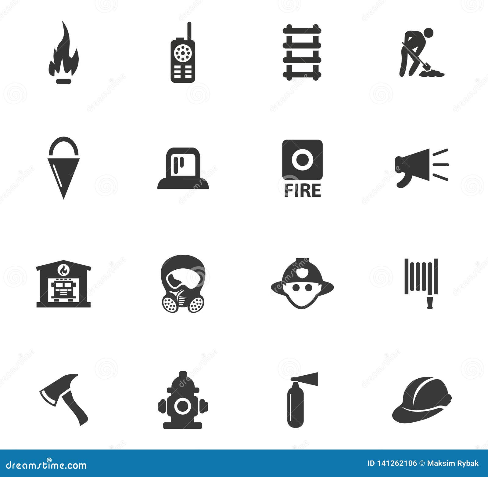 Fire Brigade Icon Set Vector Illustration | CartoonDealer.com #121816618