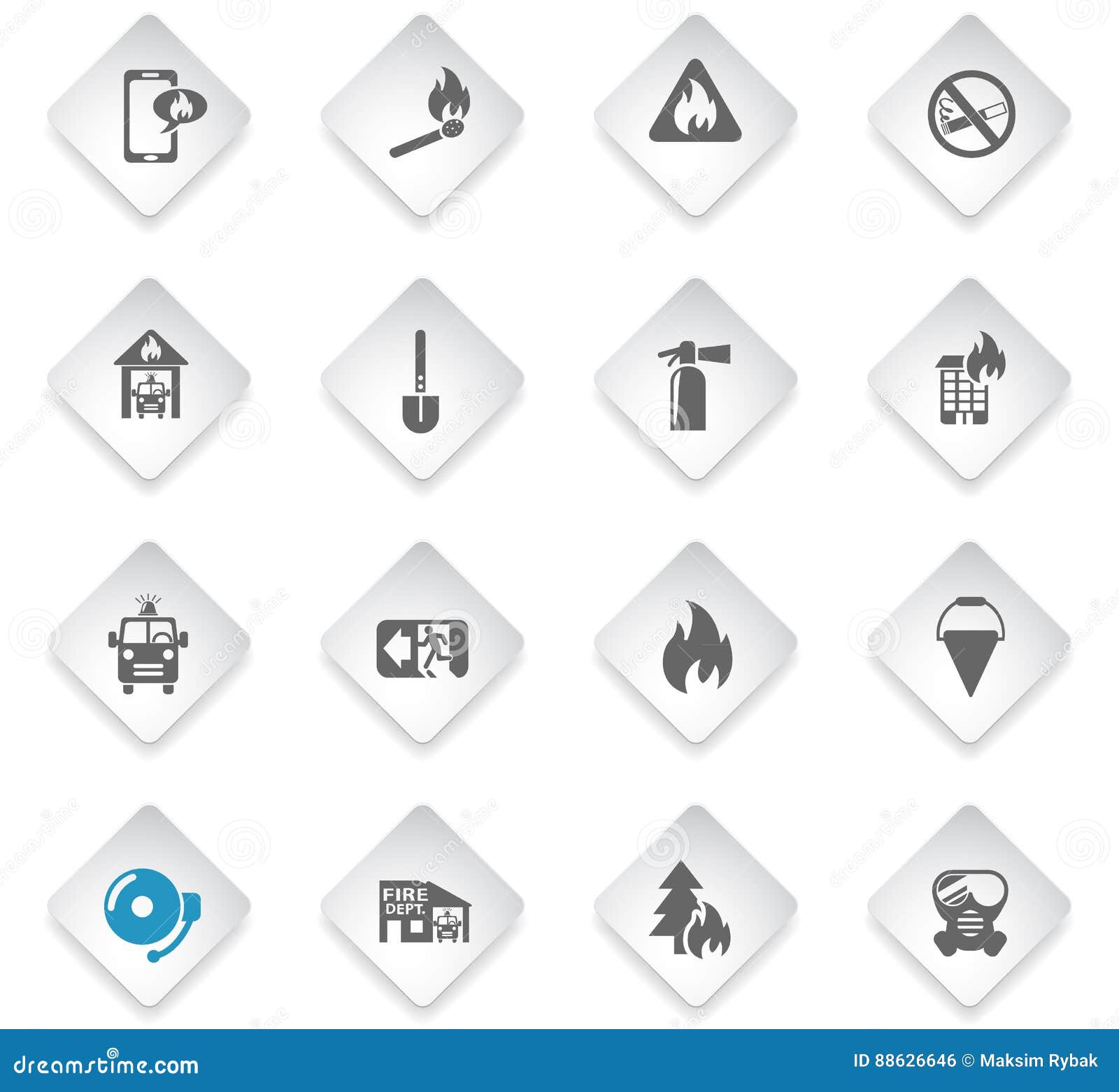 Fire brigade icon set stock illustration. Illustration of sign - 88626646