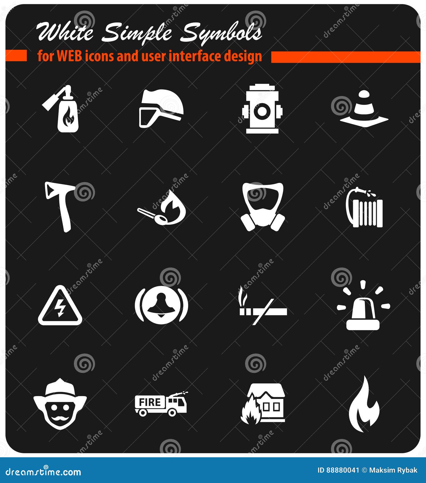 Fire brigade icon set stock illustration. Illustration of cone - 88880041
