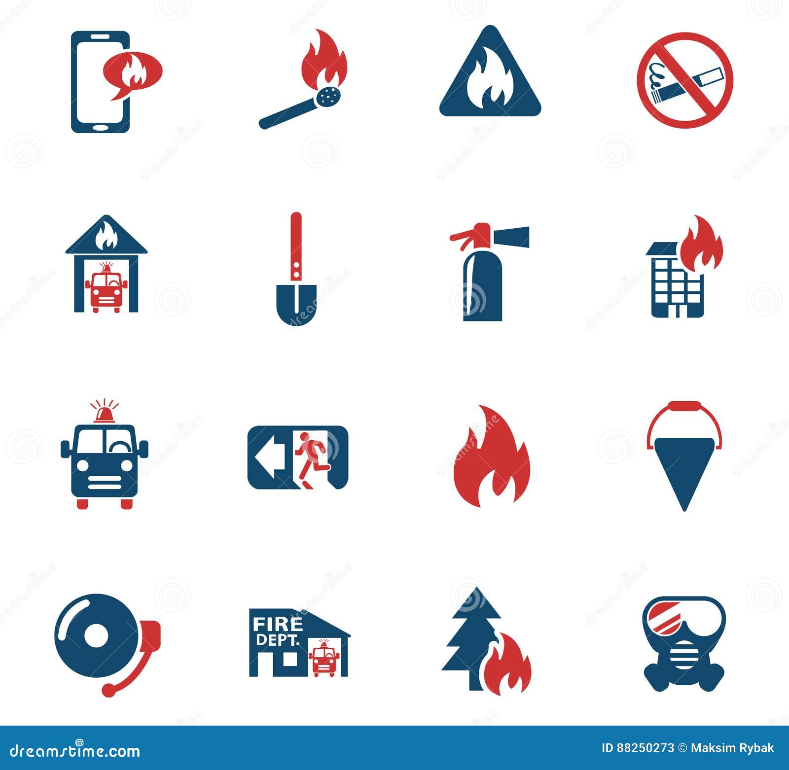 Fire brigade icon set stock vector. Illustration of logo - 88250273