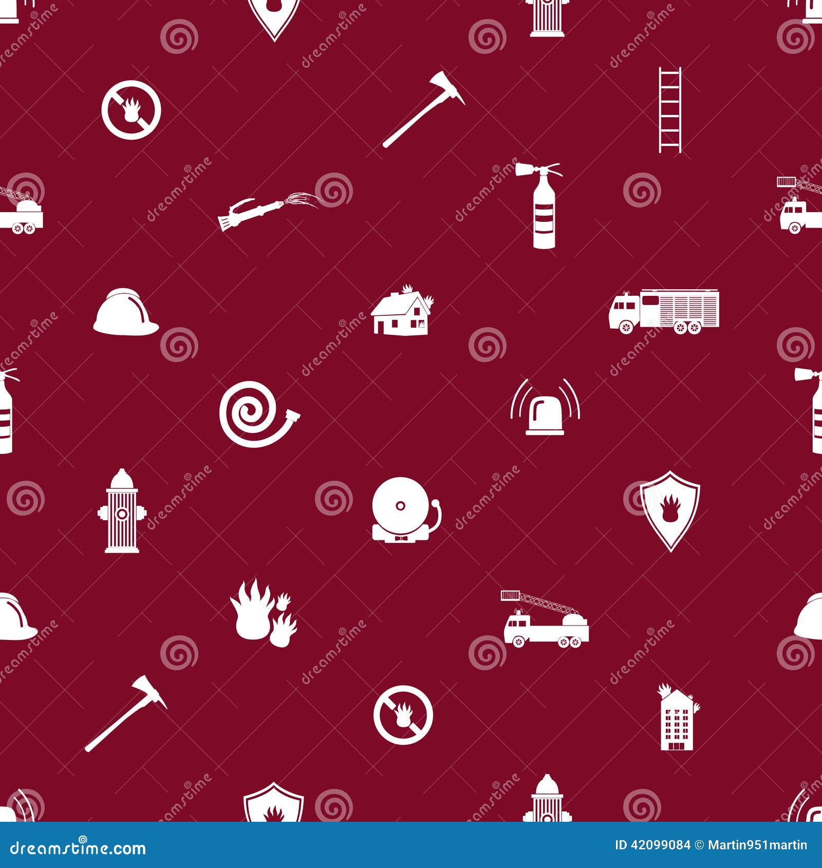 Fire Brigade Red and White Seamless Pattern Stock Vector - Illustration ...