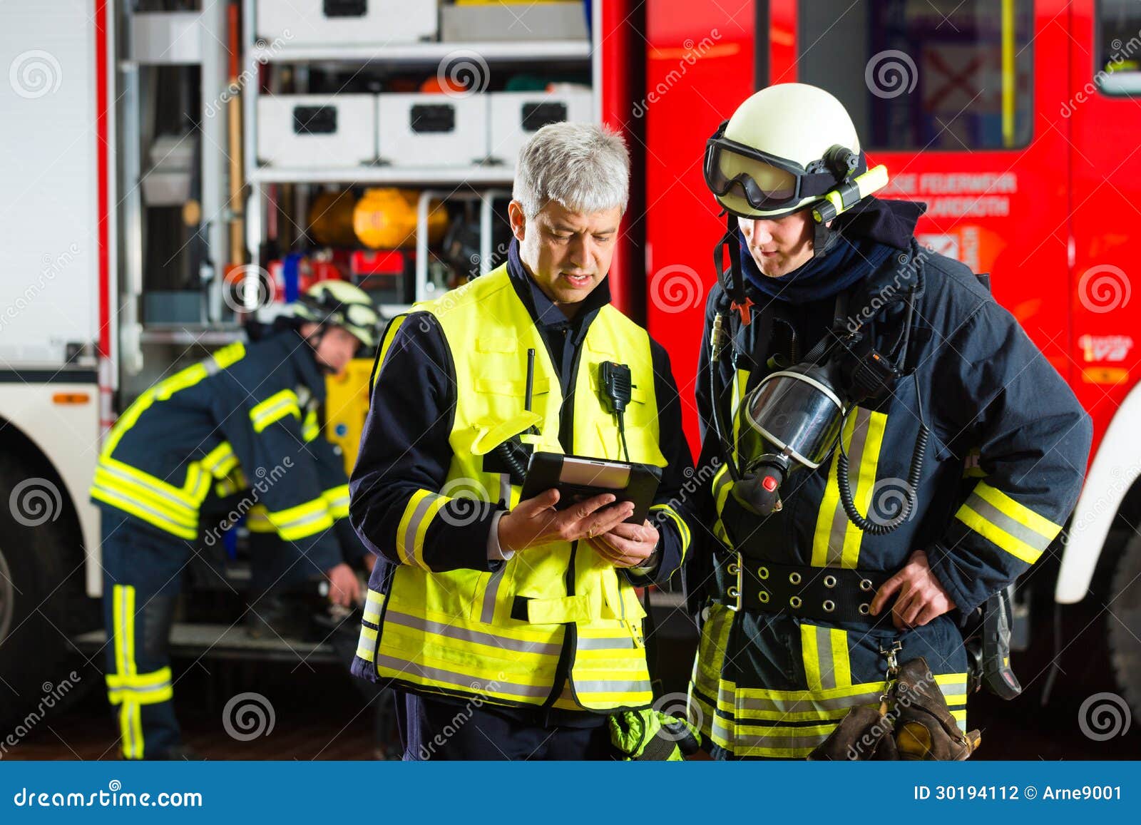 Fire Brigade Deployment Planning Stock Photo - Image of breathing ...
