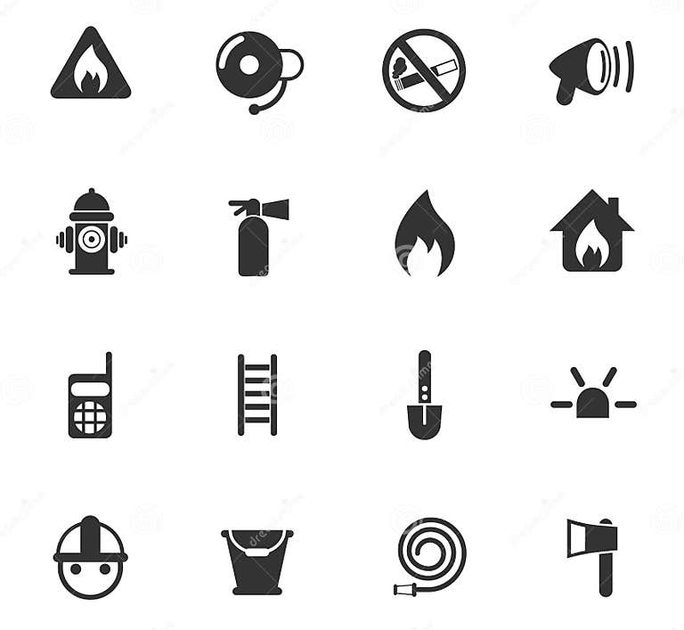 Fire brigade icon set stock vector. Illustration of bucket - 141462039