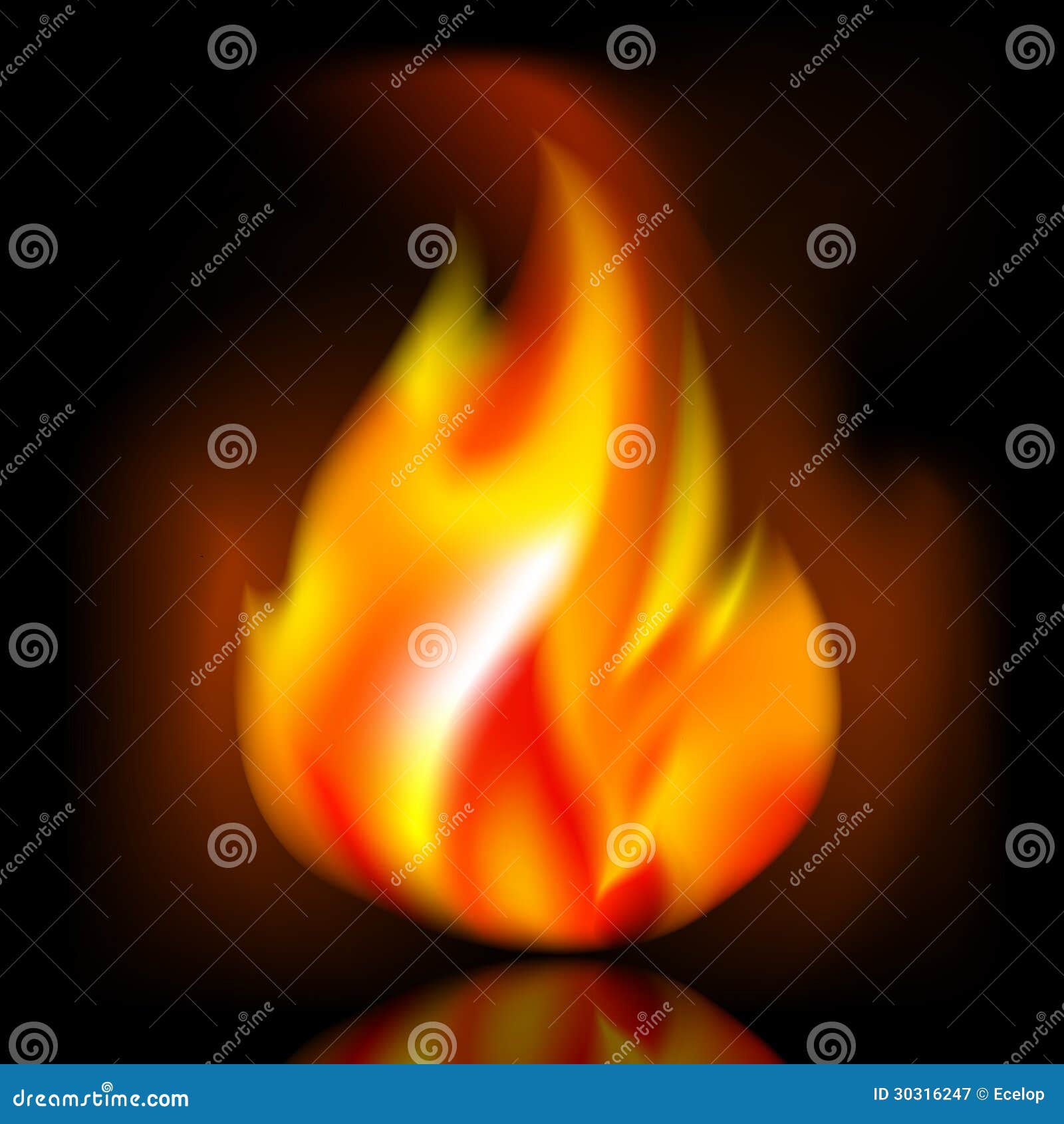 Fire, Bright Flame on Dark Background Stock Vector - Illustration of ...