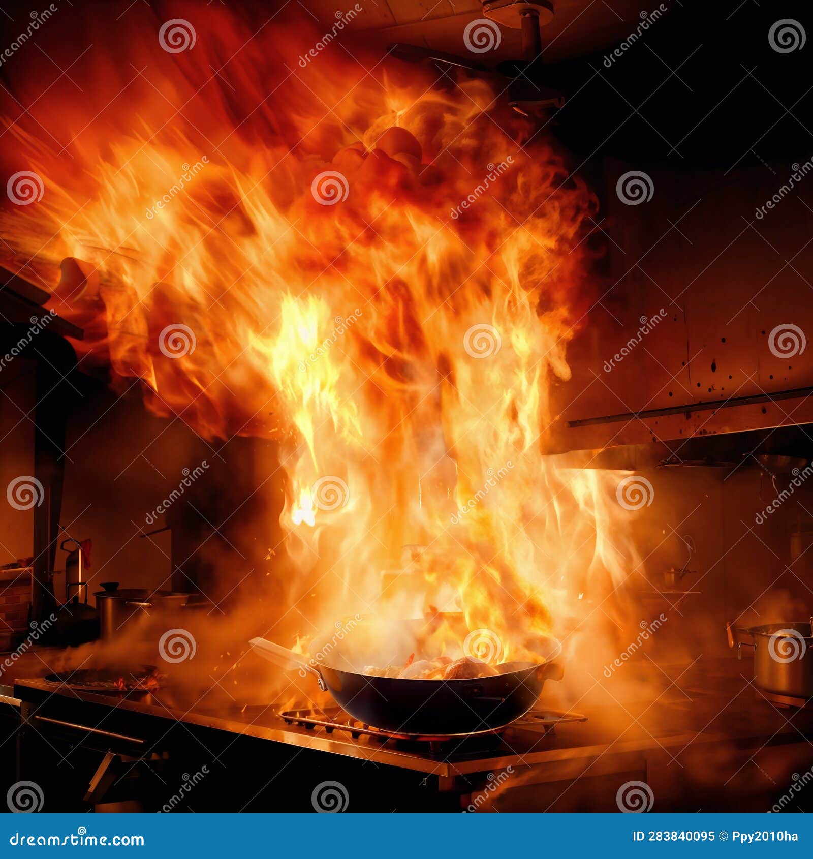 A Fire Broke Out because a Pot on Fire Was Left Unattended. Generative ...