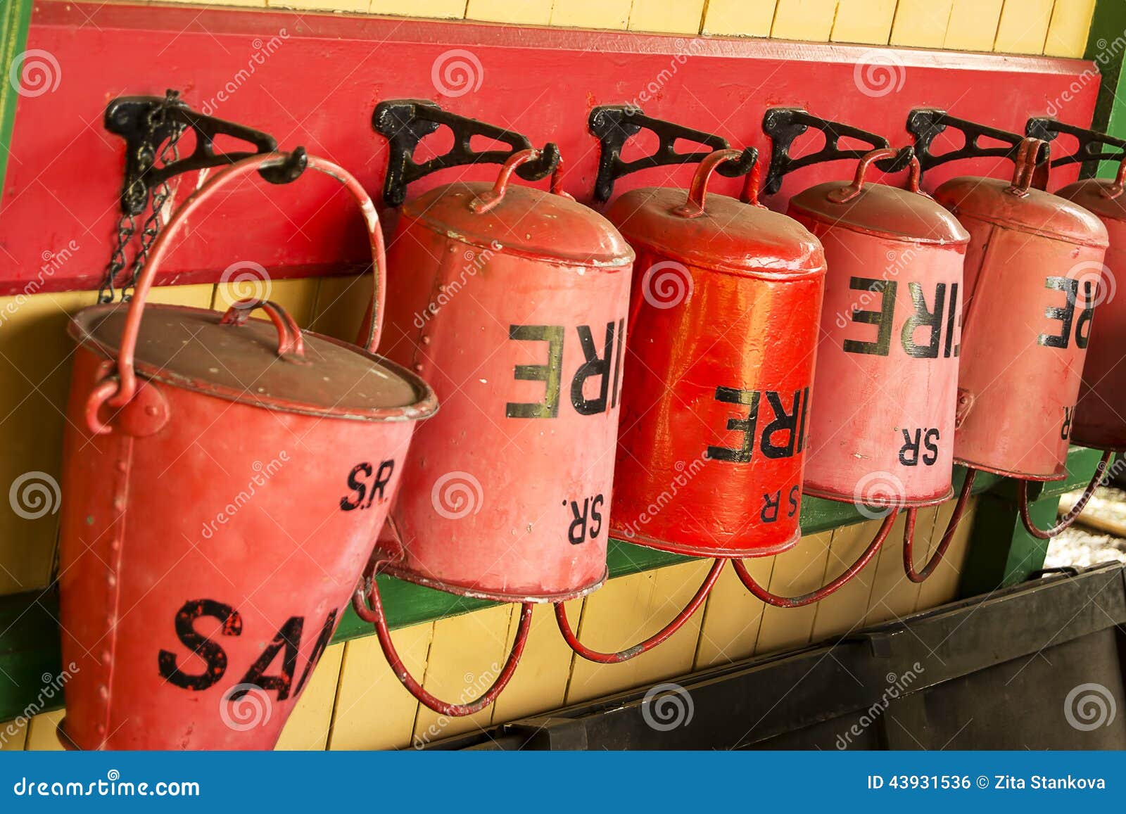 Red Buckets In The Gas Station In Northern Pakistan Royalty-Free Stock ...