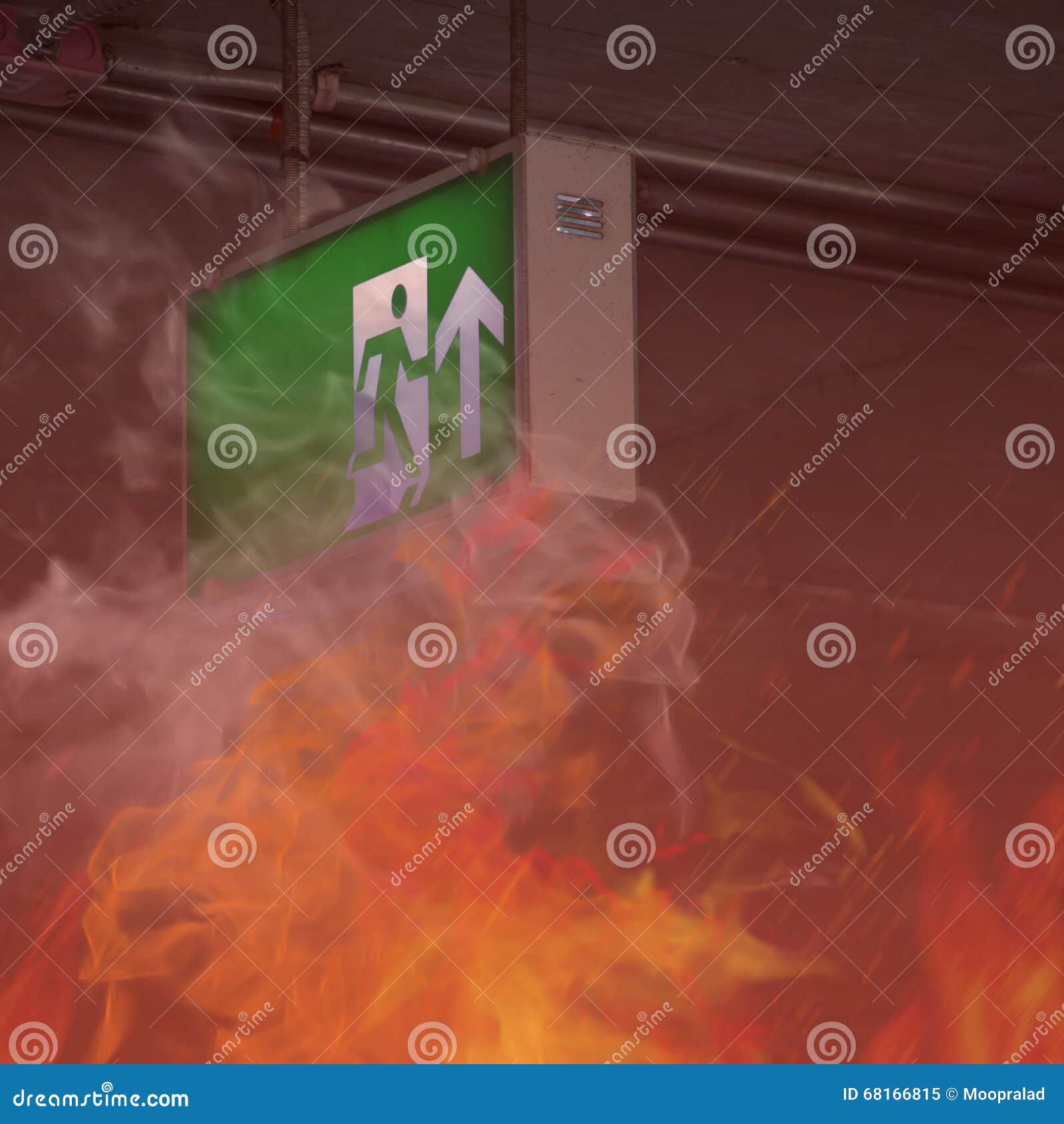 Fire in Building - Emergency Exit Stock Image - Image of documents ...