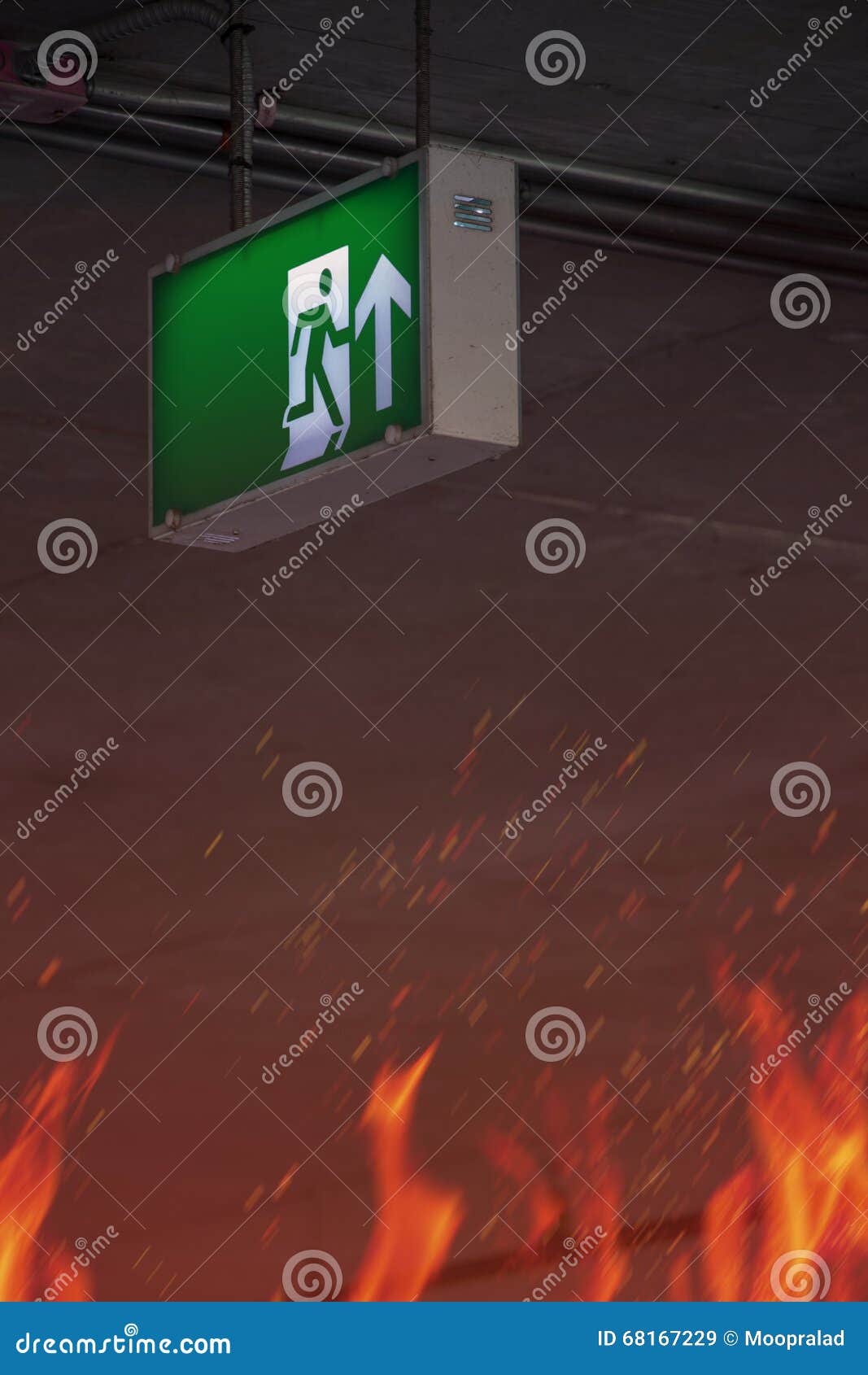 Fire in Building - Emergency Exit Stock Image - Image of exit, interior ...