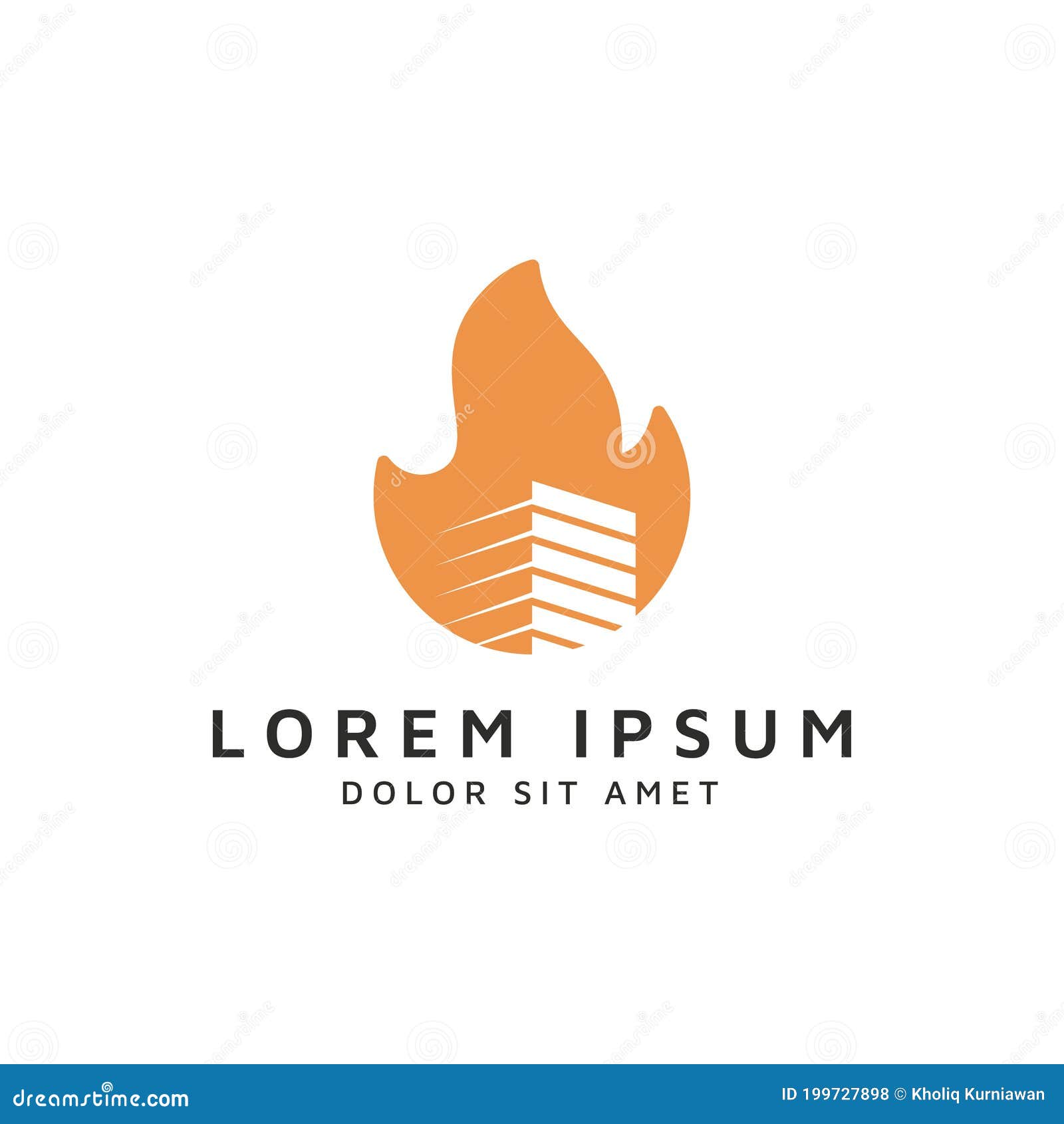 Fire and Building Negative Space Logo Design Stock Vector ...