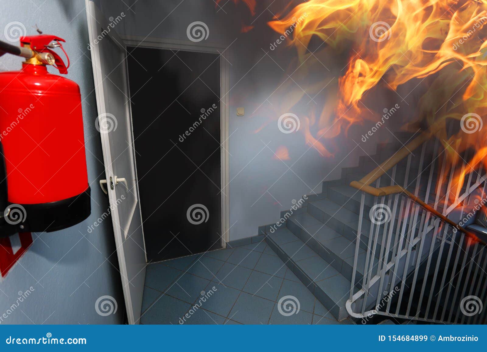 Fire on the Building Office Stock Image - Image of people, incendiary ...