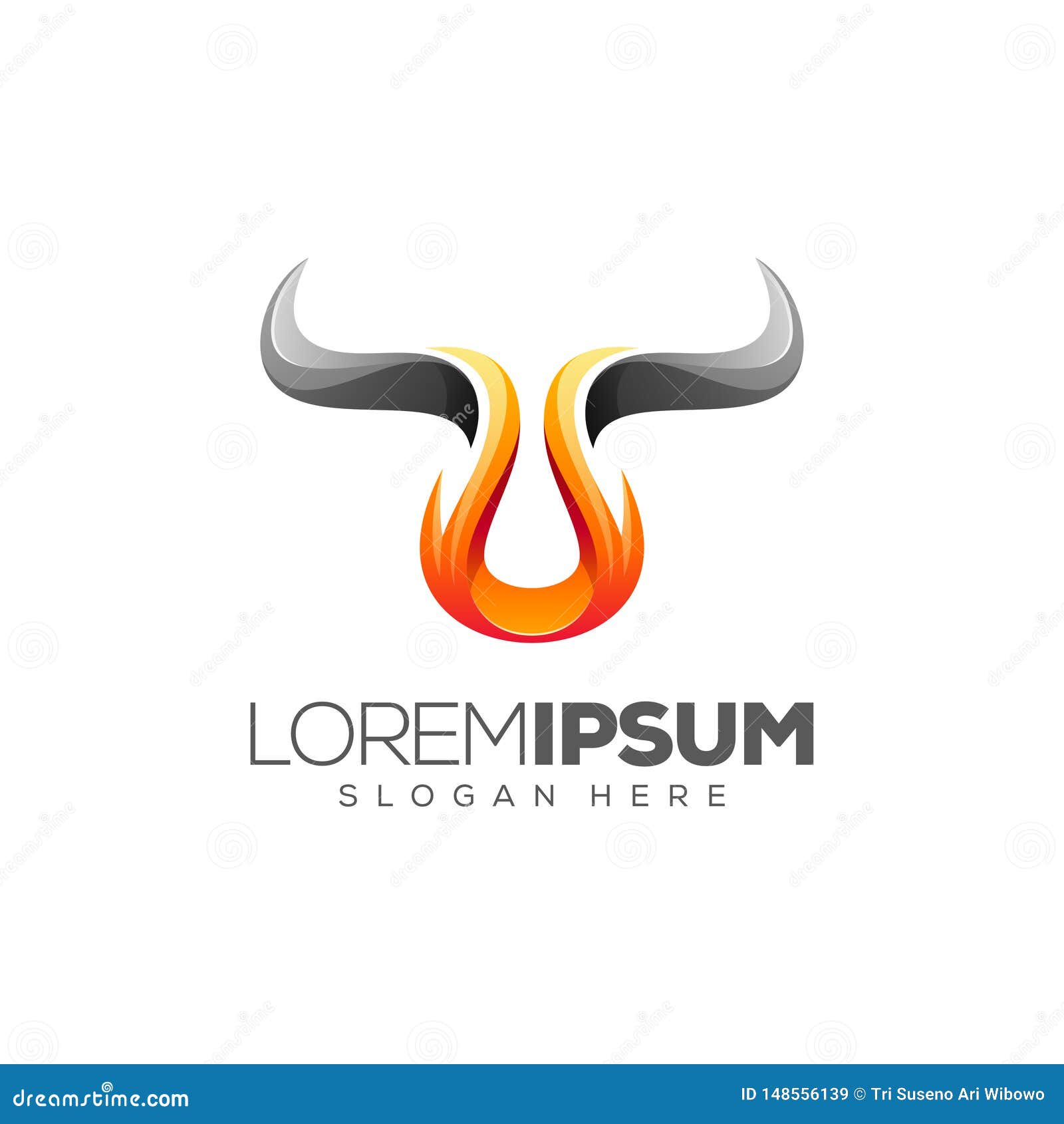 Fire bull logo design stock vector. Illustration of cattle - 148556139