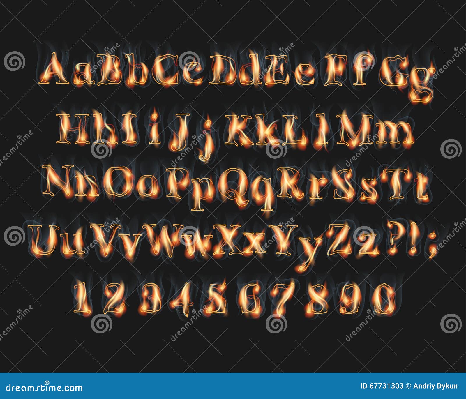 Fire Font Set. Flame Alphabet Royalty-Free Stock Image | CartoonDealer ...