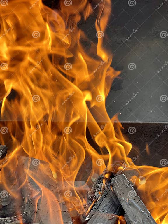 Beautiful Flames of Fire Burning in the Brazier Stock Photo - Image of ...