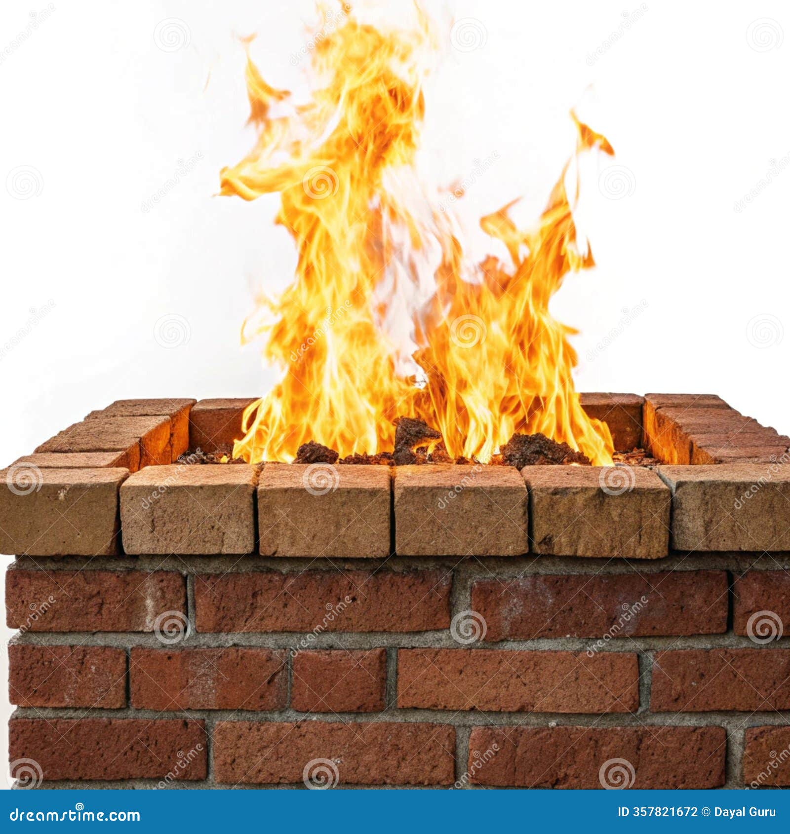 Fire Burning in Brick Wall stock illustration. Illustration of abstract ...