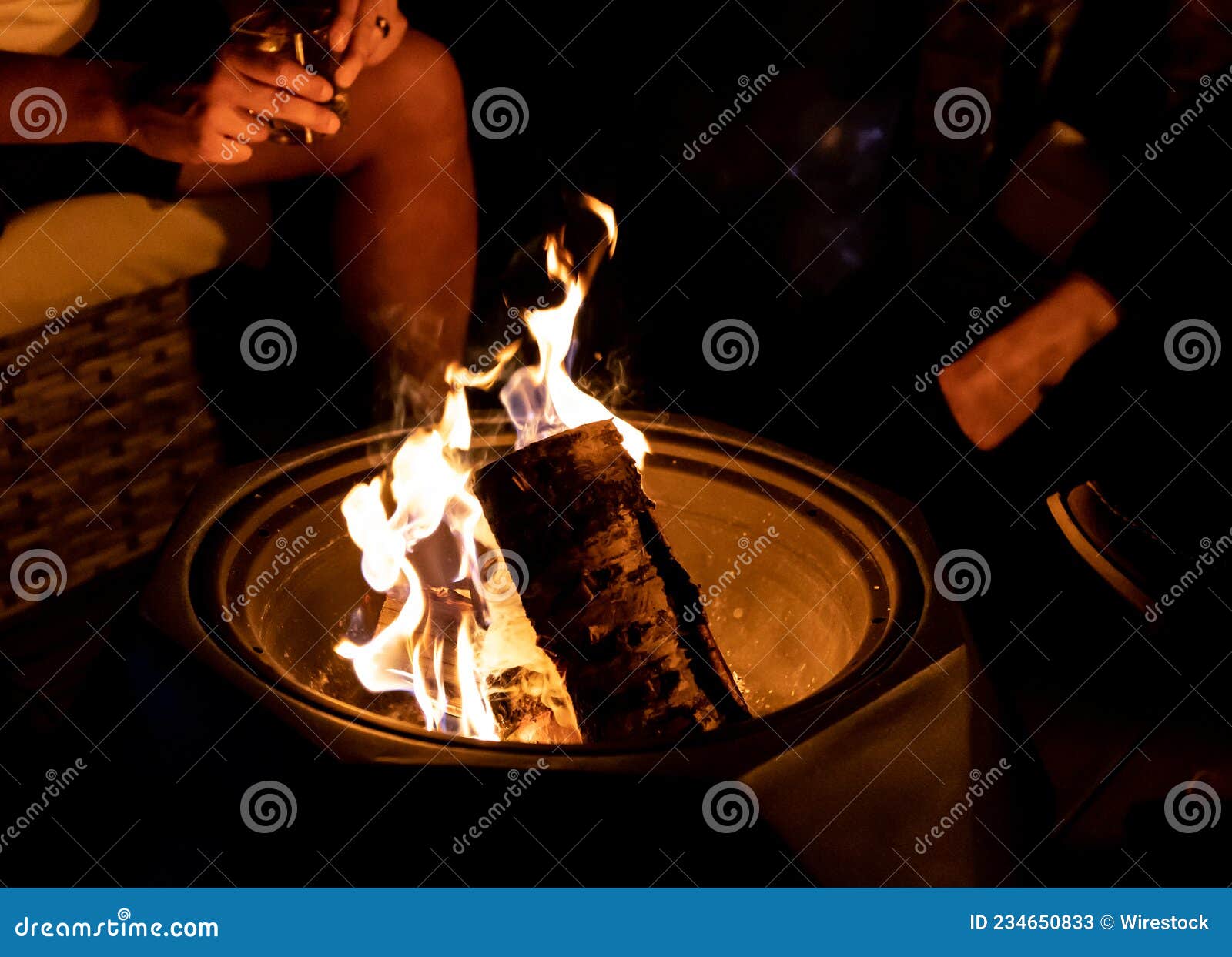 Fire Burning in a Bucket on a Dark Background Stock Image - Image of ...
