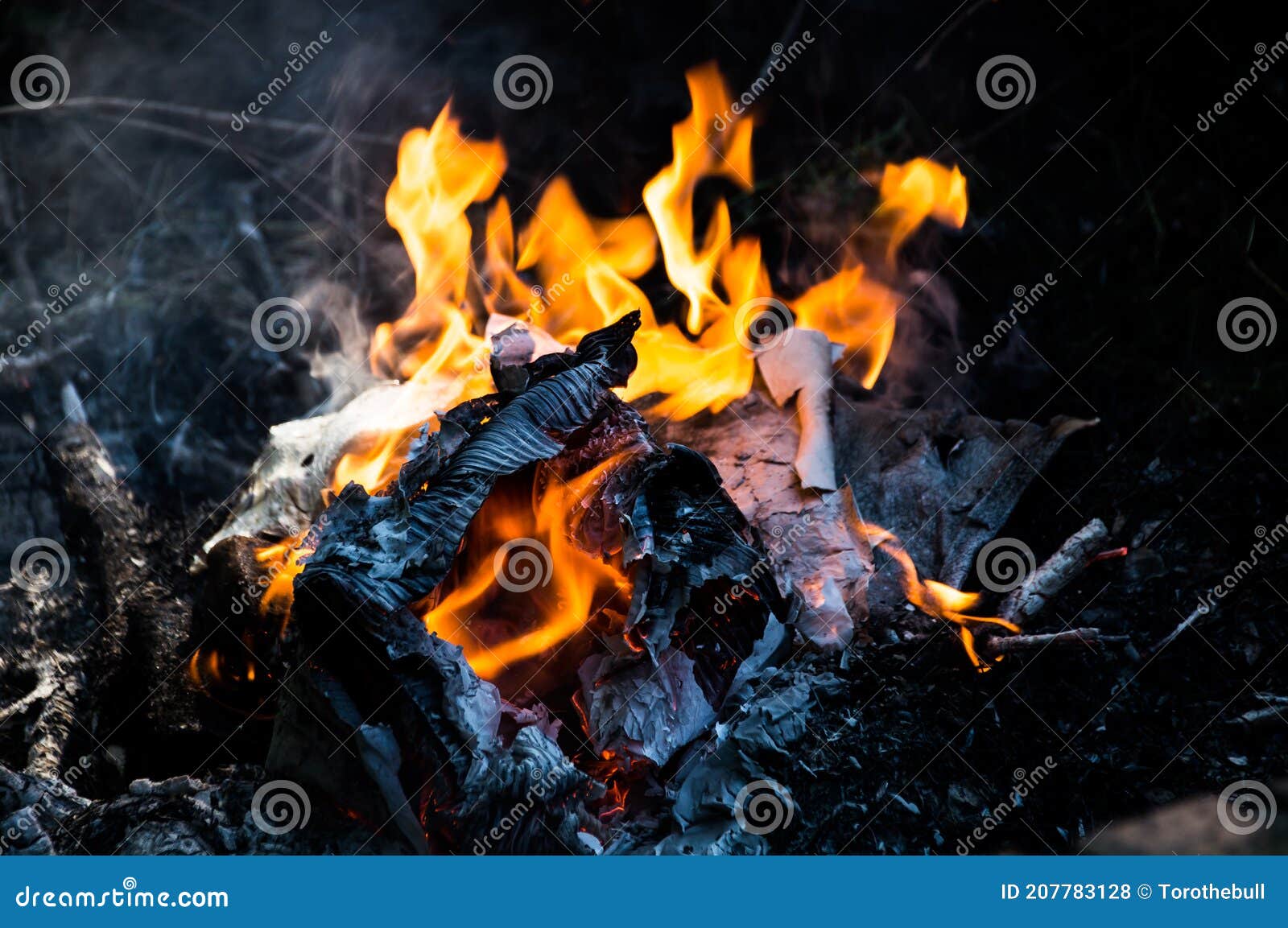 Fire Burning in a Burn Pile Stock Photo - Image of fireplace, orange ...