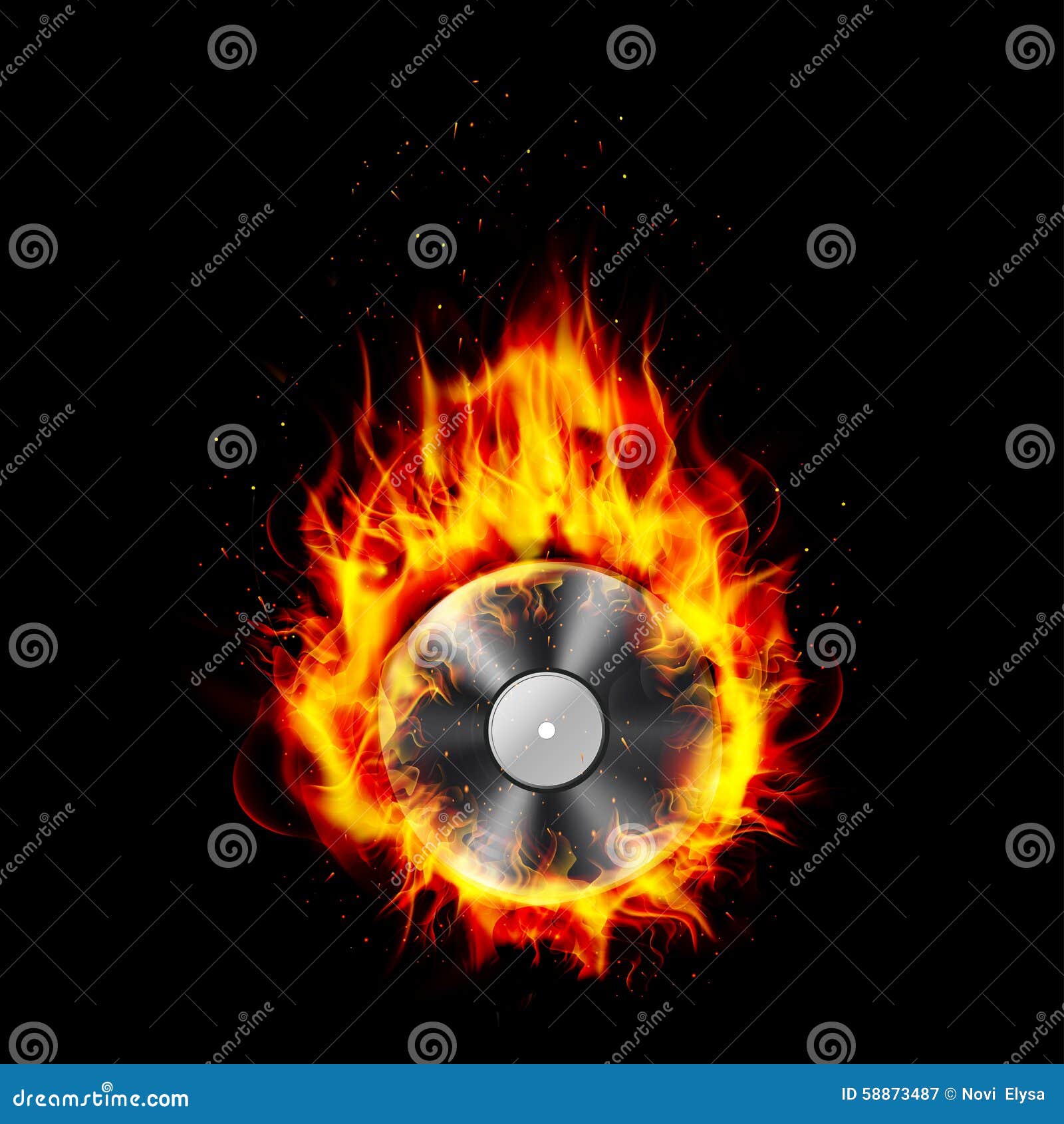 Fire Burning CD Black Background Stock Vector - Illustration of burn ...