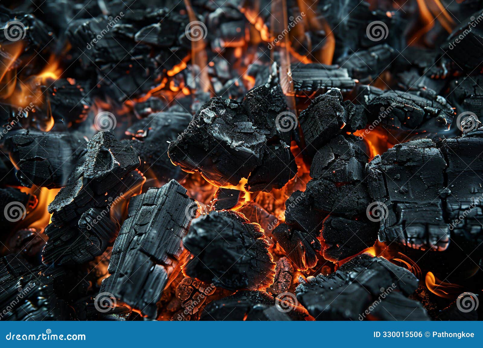 Fire in burning charcoal. stock illustration. Illustration of fiery ...