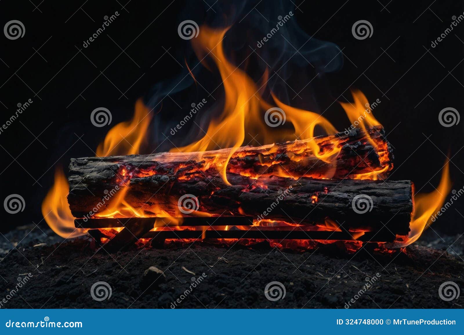 A Fire Burning in the Darkness. it is a Close-up, High-definition Video ...