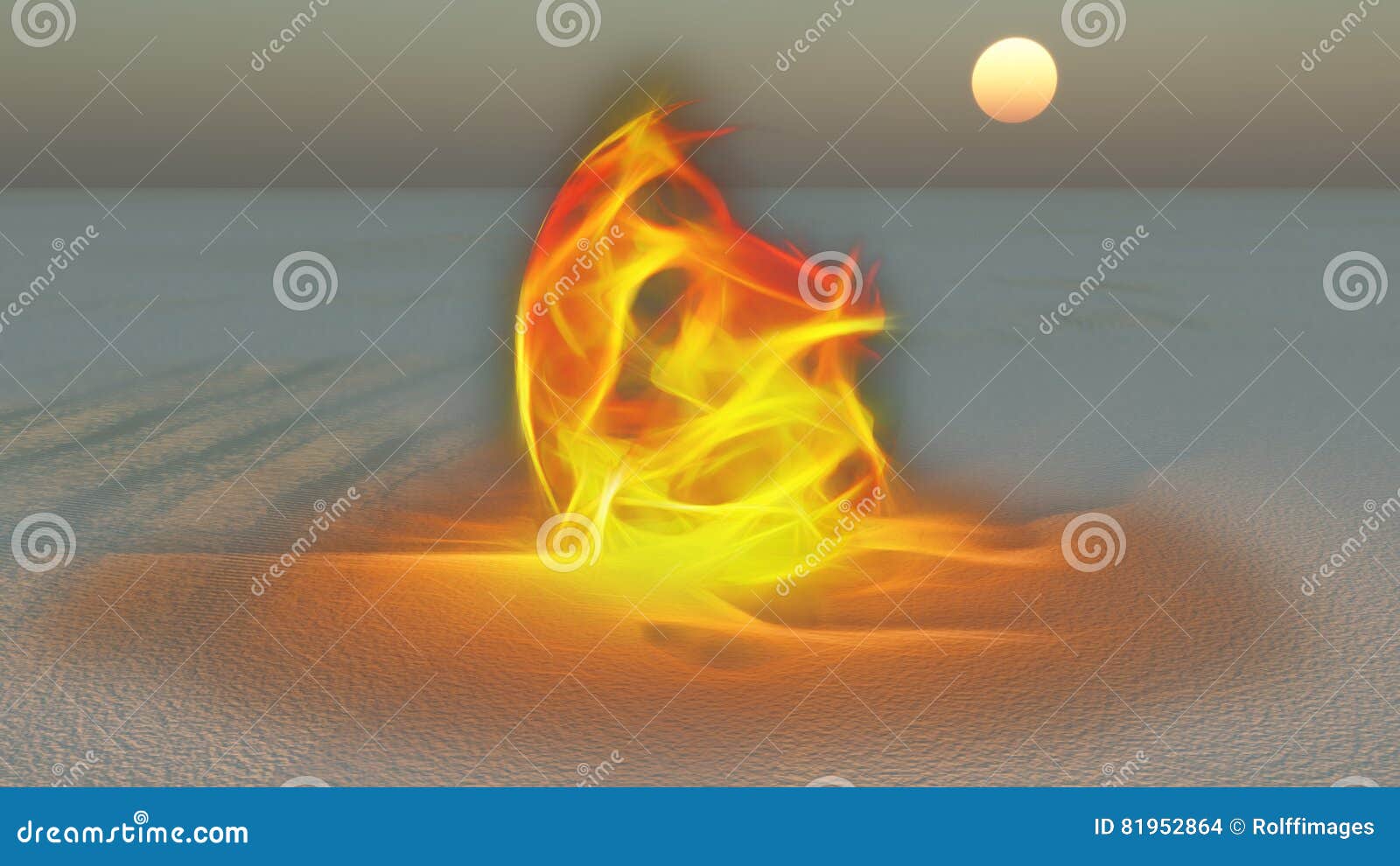 Fire burning in desert stock illustration. Illustration of exploration ...