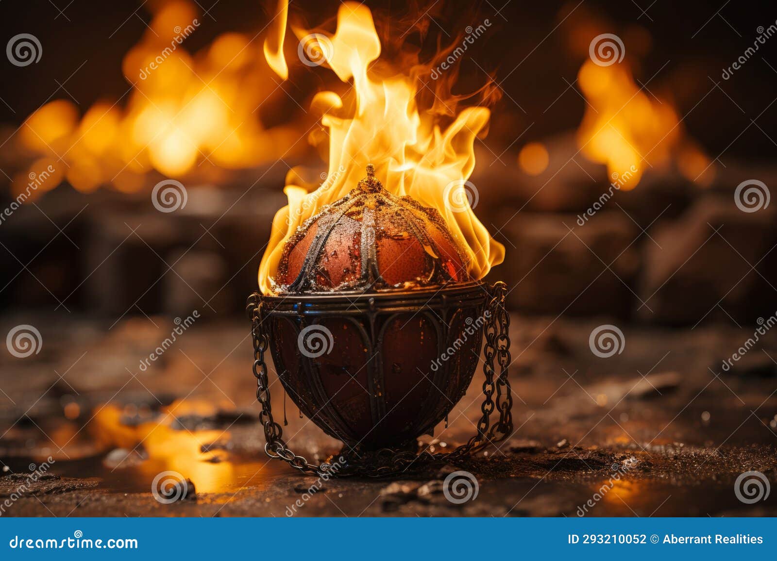 A Fire Burning an Egg in Front of a Fire Stock Illustration ...