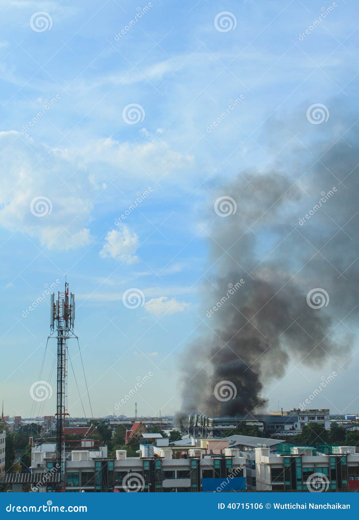 Fire burning the factory stock photo. Image of construction - 40715106