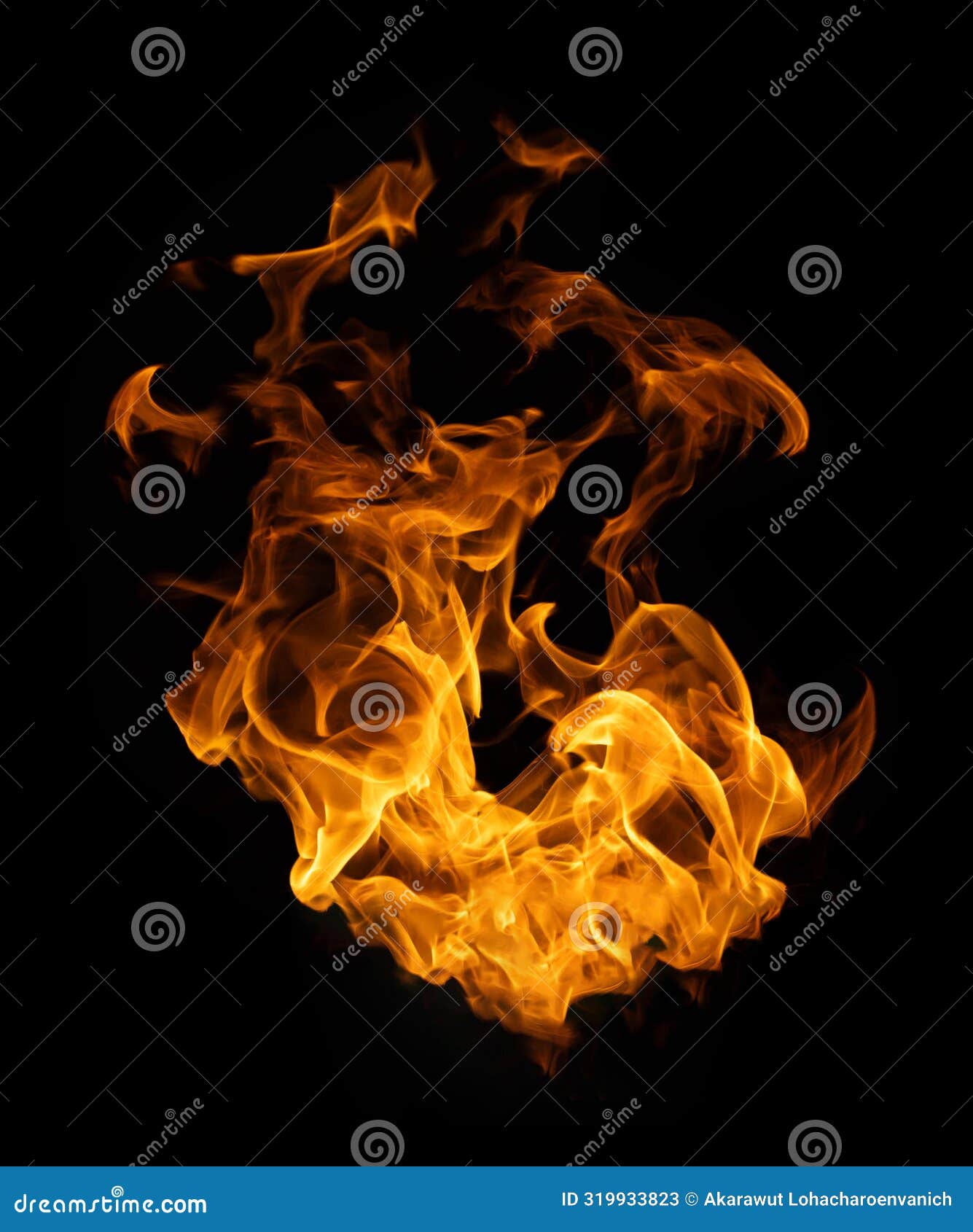 Fire and Burning Flame of Explosive Fireball Isolated on Dark ...