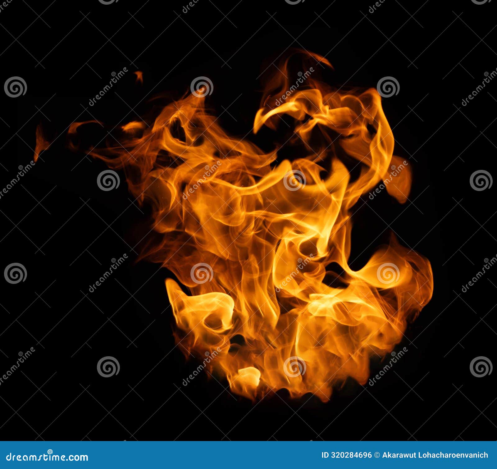 Fire and Burning Flame of Explosive Fireball Isolated on Dark ...